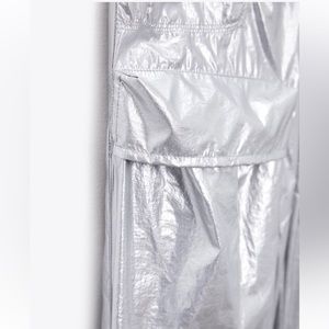 Zara | Pants & Jumpsuits | Zara Shiny Cargo Pants Silver Nwt | Poshmark